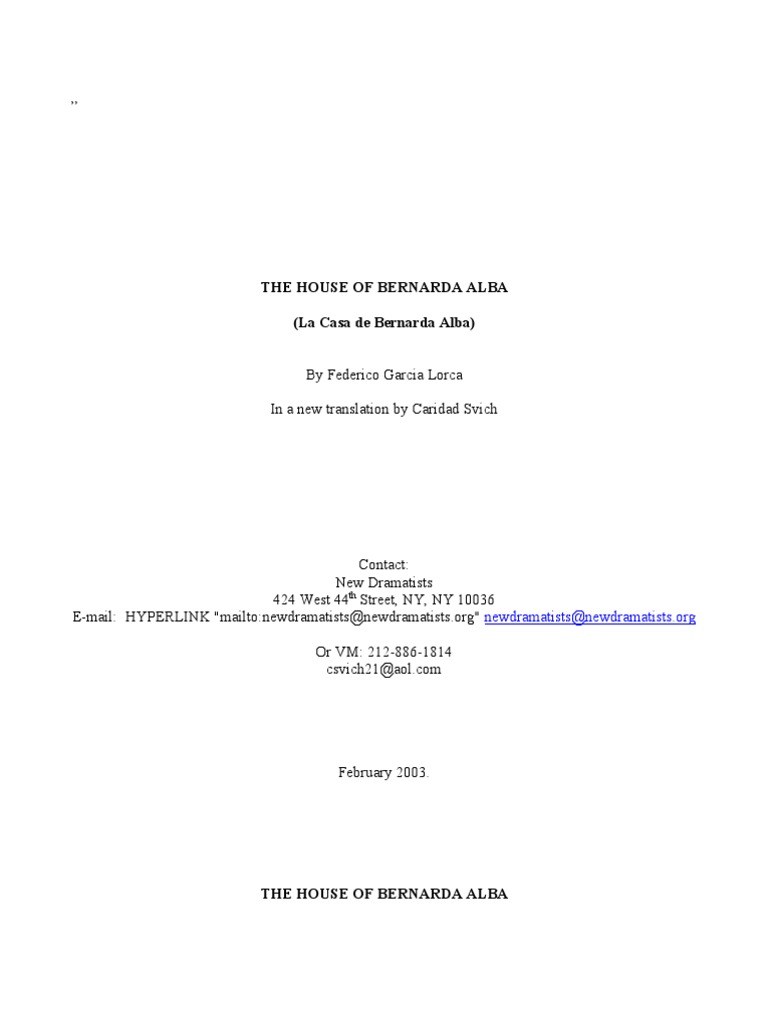 The House of Bernarda Alba | PDF