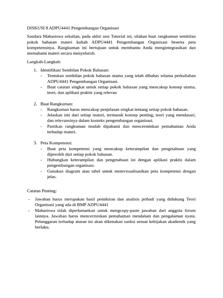 Rangkuman ADPU4441 & Peta Kompetensi | PDF