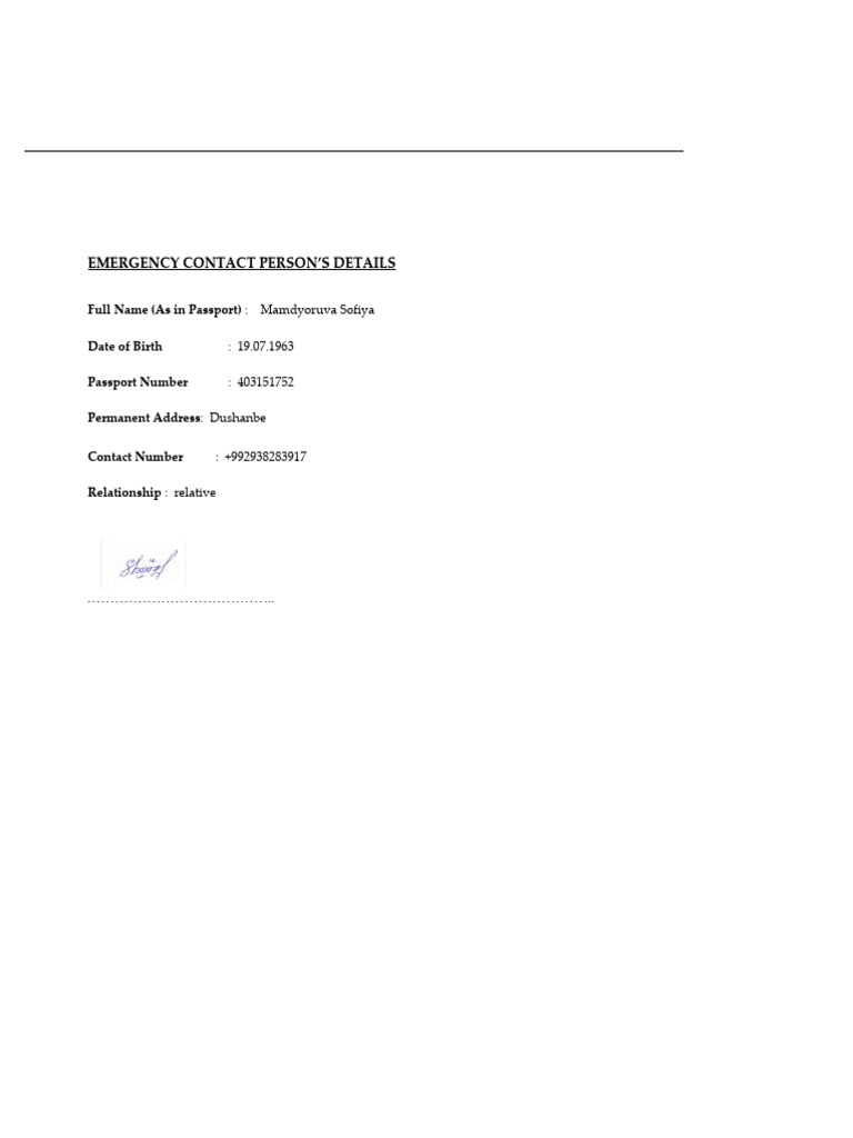 Emergency Contact | PDF