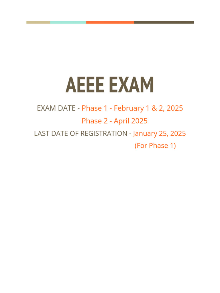 AEEE 2025 Exam Dates and Details | PDF