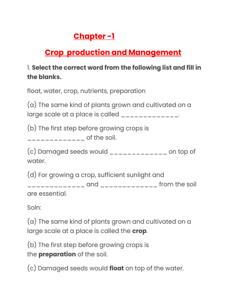 Chapter 1 Crop Production and Management | PDF | Soil | Weed