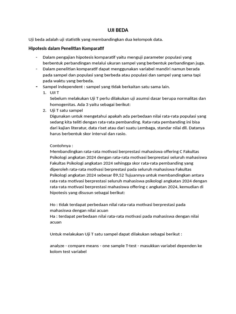 Uji Beda | PDF