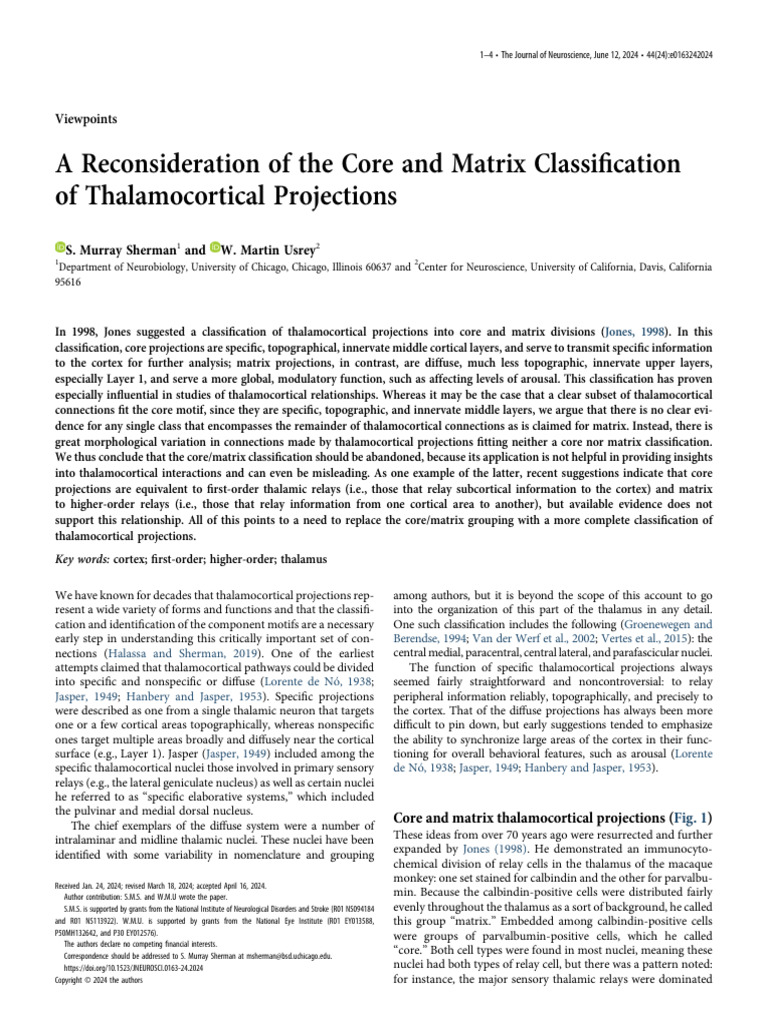 A Reconsideration of The Core and Matrix Classification of ...