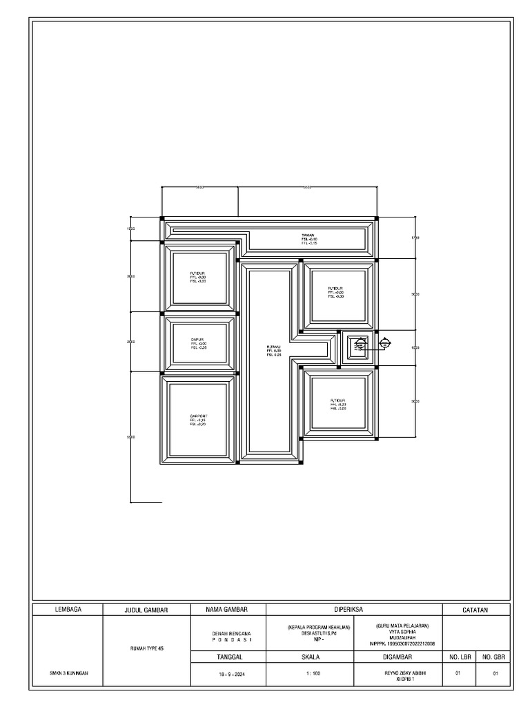 Xi Dpib 1 - Reyno Zisky Abibih - Denah Pondasi | PDF
