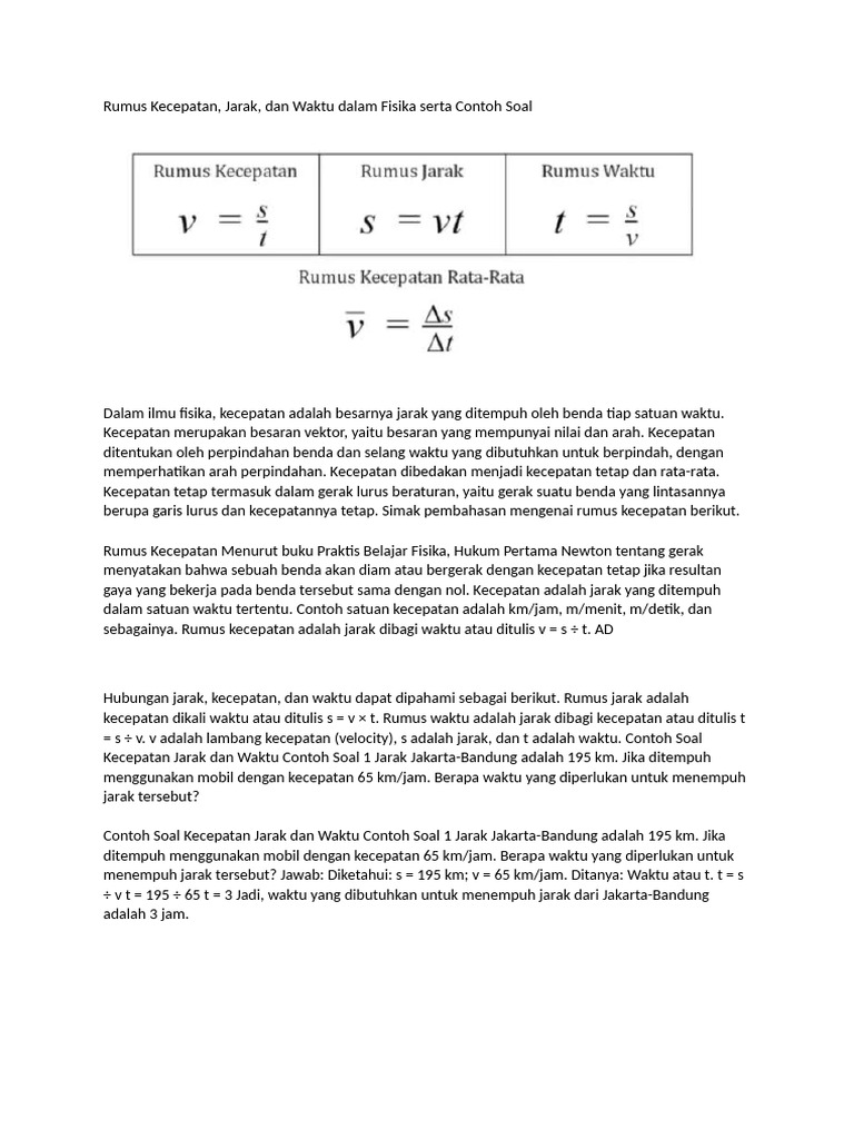 Rumus Kecepatan | PDF