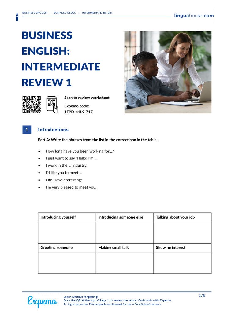 Business English Intermediate Review 1 British English Student B1 B2 | PDF