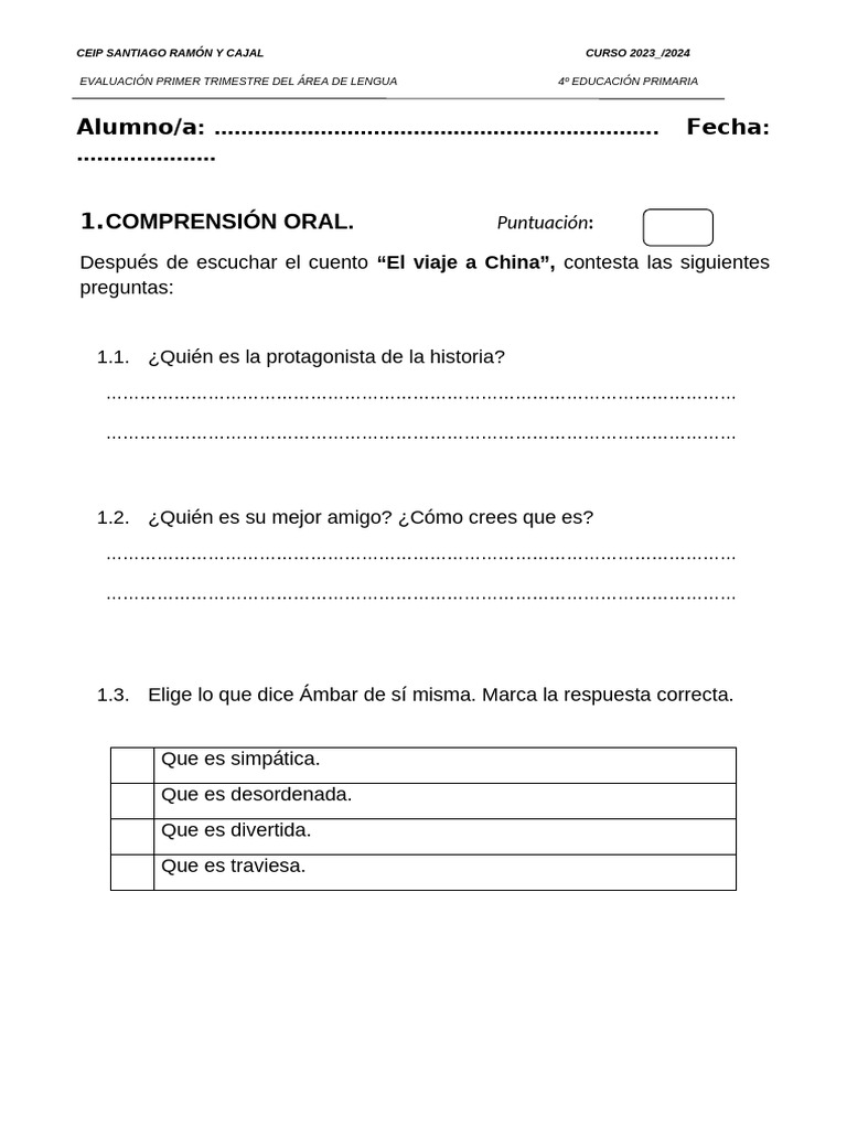 Lengua - Primer Trimestre 4º Primaria | PDF | Puntuación | Oración ...