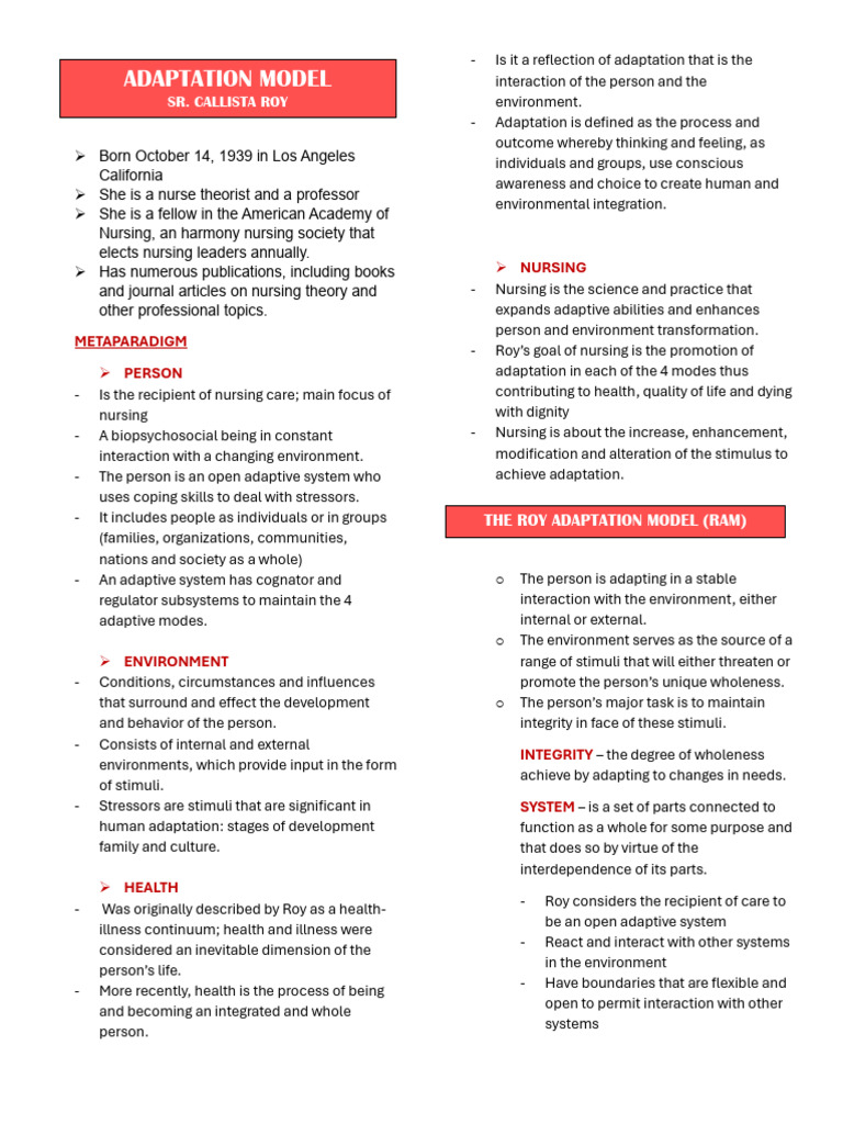 Callista Roy | PDF | Behavior | System