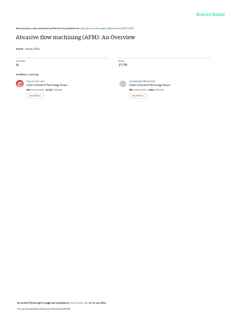 Abrasive Flow Machining AFM An Overview | PDF | Atomic Force Microscopy ...