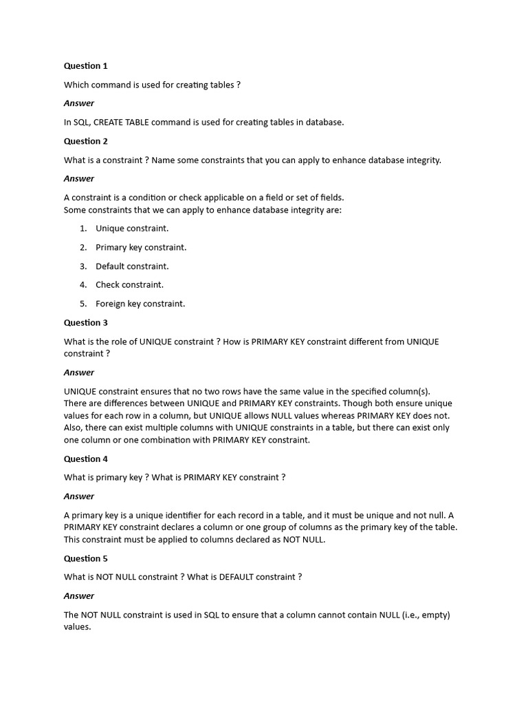 mysql important questions | PDF | Relational Database | Table (Database) mysql important questions | PDF | Relational Database | Table (Database)