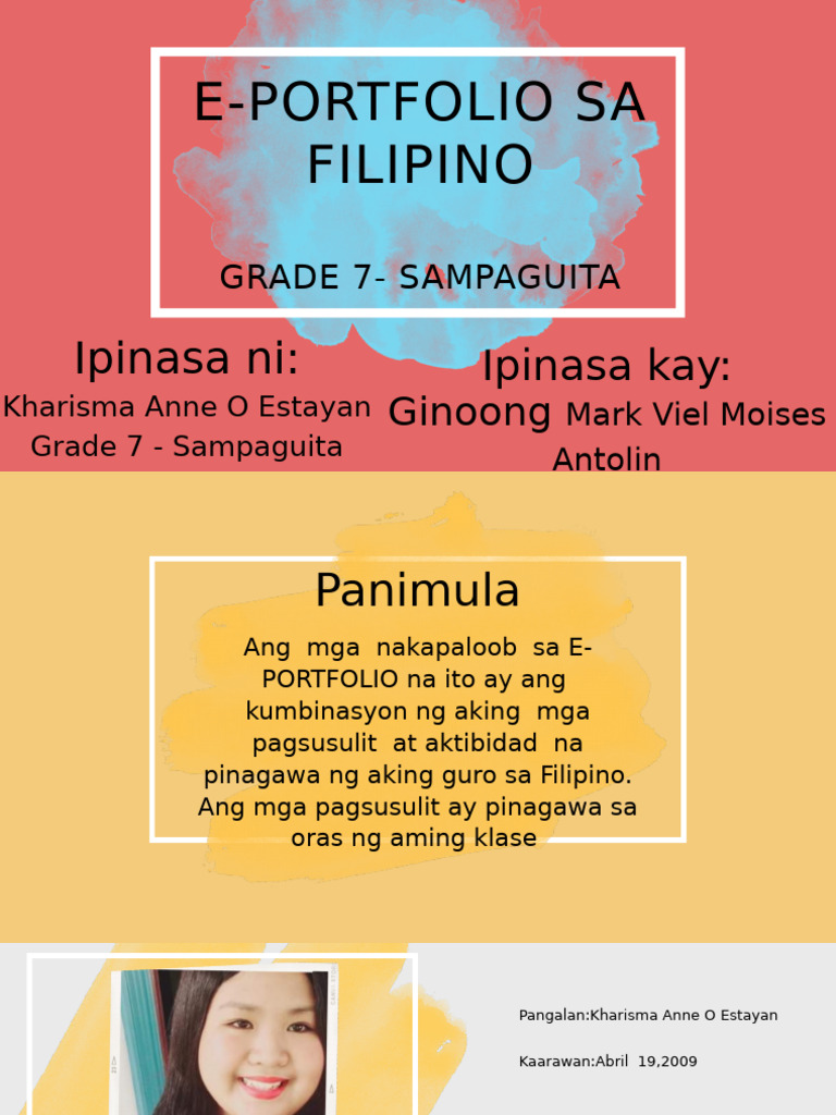 E-PORTFOLIO IN FILIPINO | PDF