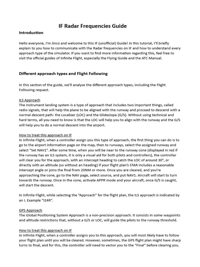 Infinite Flight Radar Guide | PDF | Instrument Flight Rules | Air ...