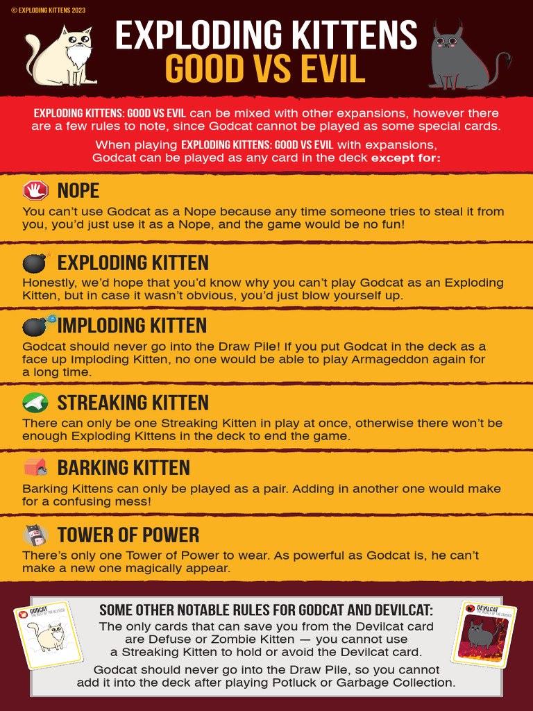 Good vs Evil Rules for Exploding Kittens | PDF | Pc Games | Gaming
