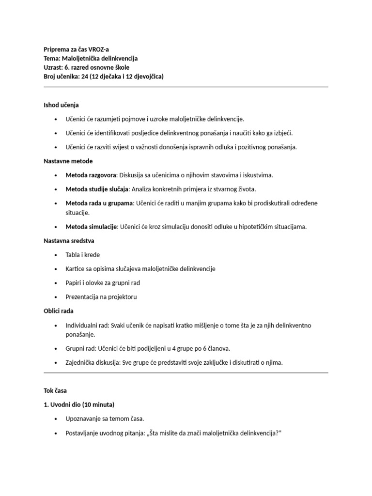 VROZ - Maloljetnicka Delikvencija | PDF