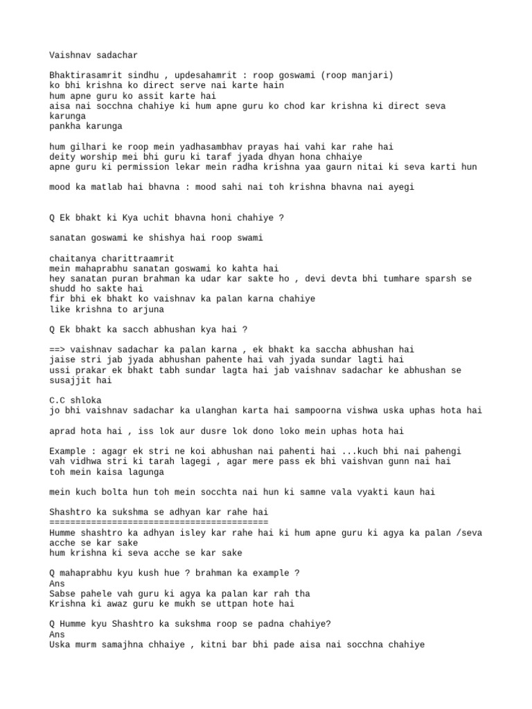 Vaishnav Sadachar | PDF | Indian Religions | Indian Poetics