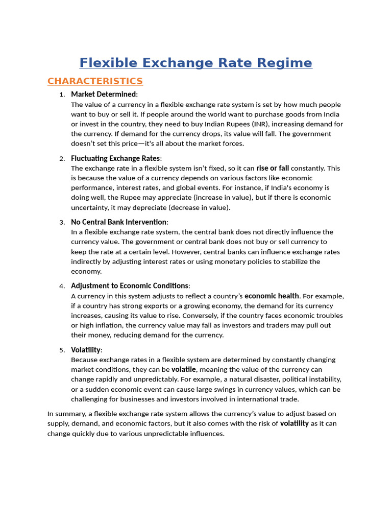 Flexible Exchange Rate Regime | PDF | Exchange Rate | Floating Exchange ...