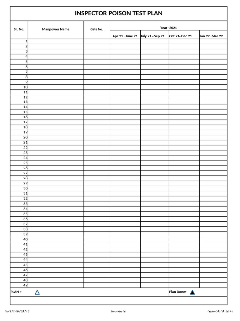 FMT - QSP.28.17 INSPECTOR POISON TEST PLAN-For Reference Mega Rubber | PDF