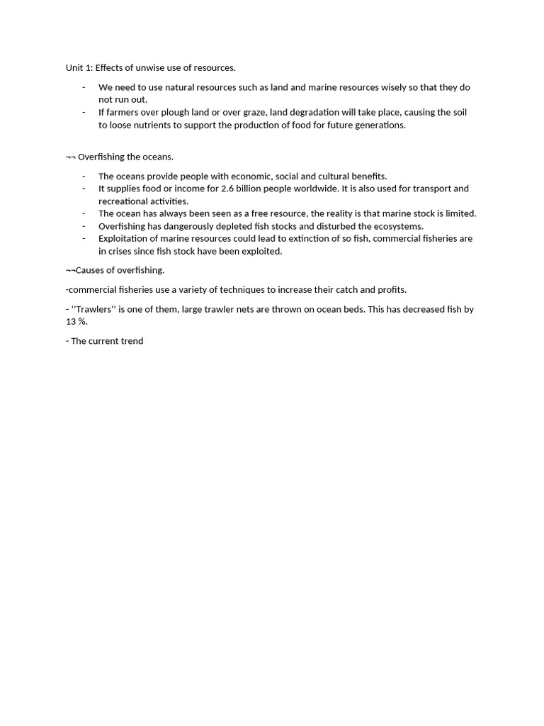 Impact of Resource Misuse on Ecosystems | PDF