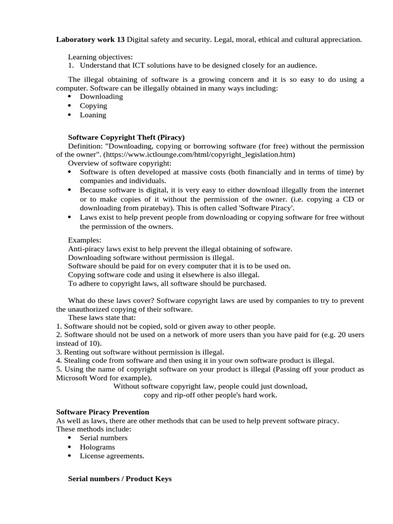 Laboratory Work 13 Digital Safety and Security | PDF | Copyright ...