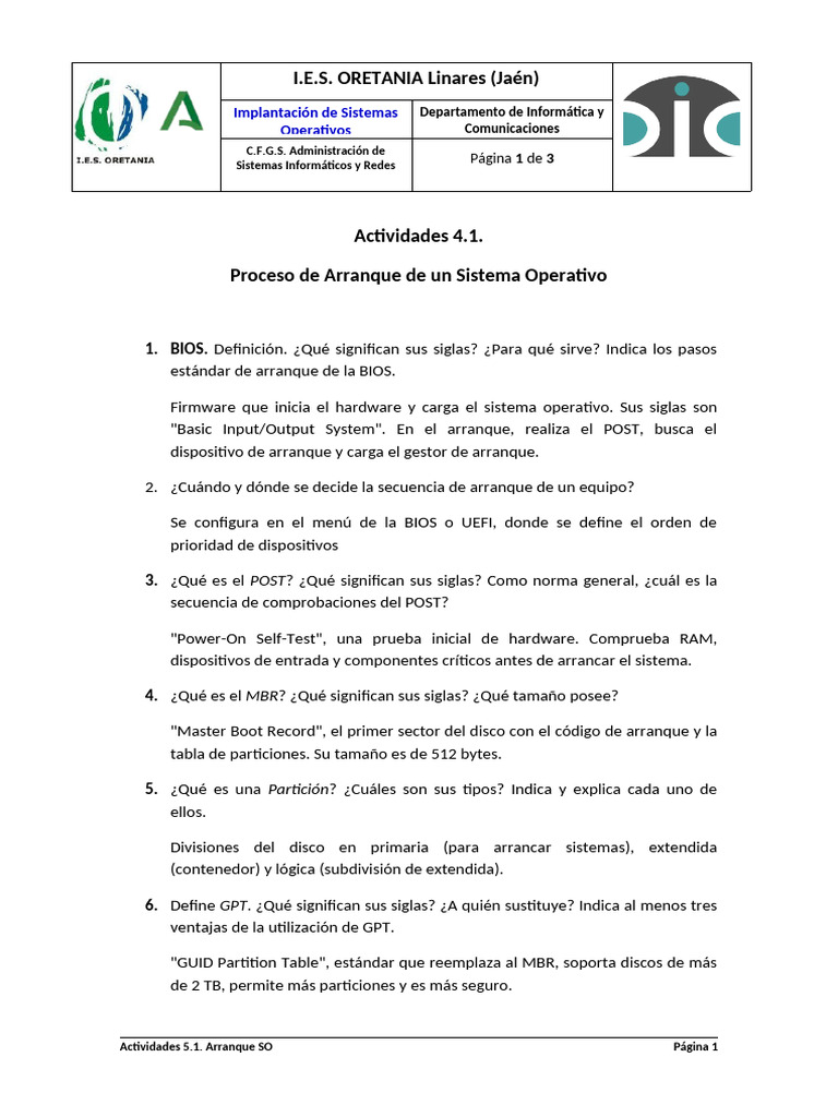 Proceso de Arranque de Sistemas Operativos | PDF | Arranque ...