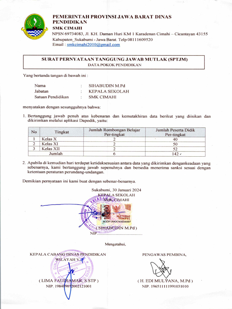 SPTJM Lembar 1 | PDF
