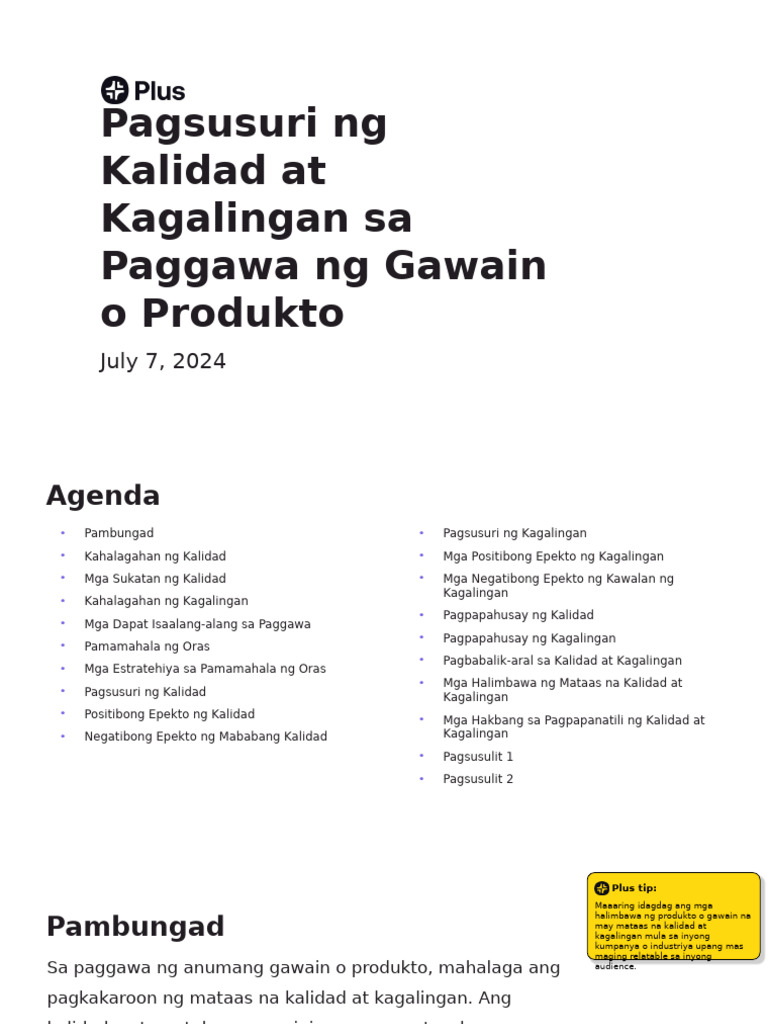 ESP9 Q3 5 WK3 Pagsusuri NG Kalidad at Kagalingan Sa Paggawa NG Gawain o ...