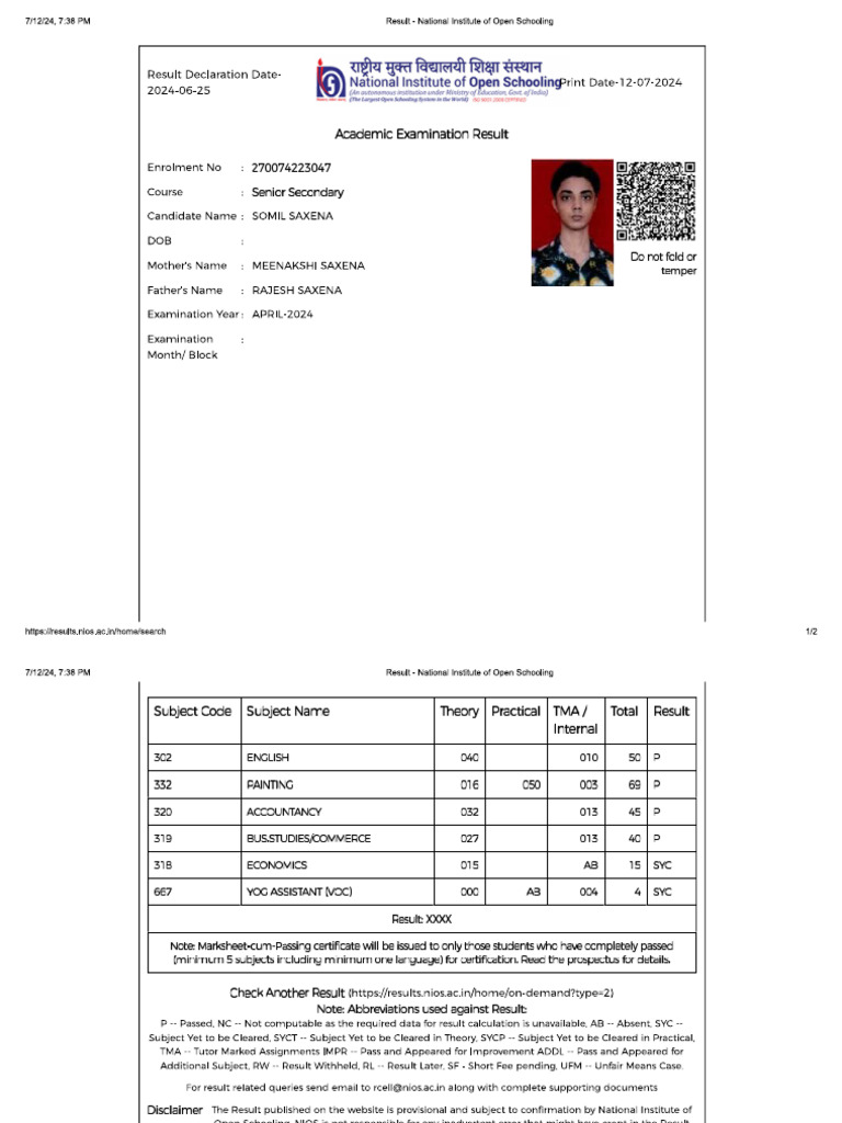 Student Result Prototype | PDF