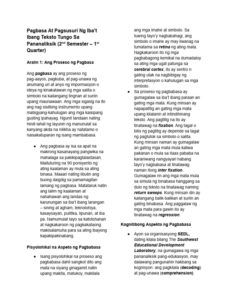 Pagbasa at Pagsusuri NG Ibat Ibang Teksto Tungo Sa Pananaliksik 2nd ...
