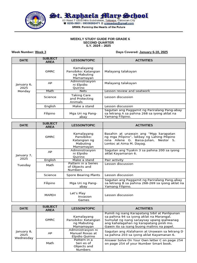 Q3 Week 3 Grade 6 SY 2024 2025 | PDF
