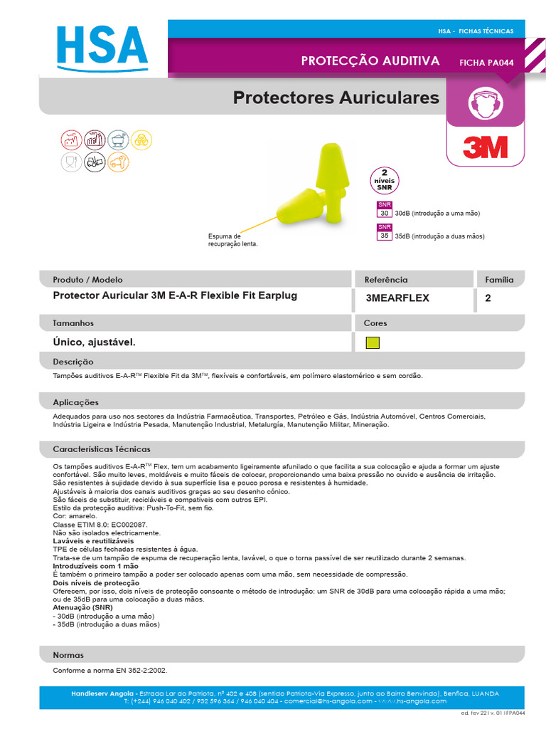 FPA044 - Protector Auricular 3M E-A-R Flexible Fit Earplug | PDF ...