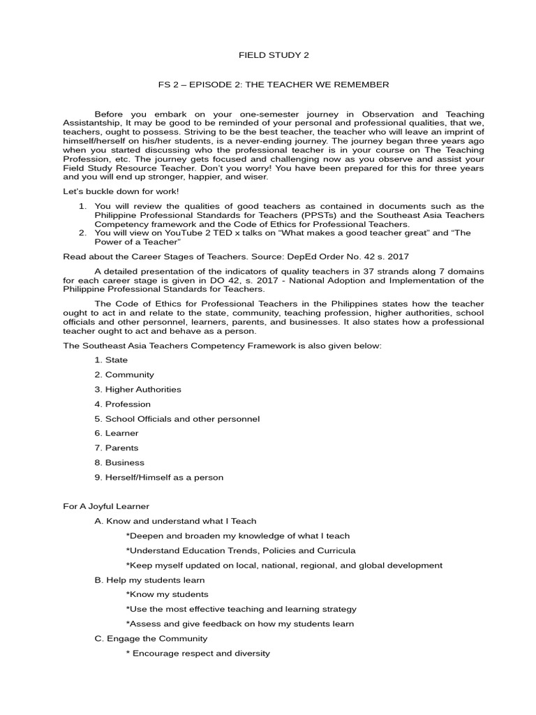 FS 2 Episode 2 Portfolio | PDF | Teachers | Behavior Modification