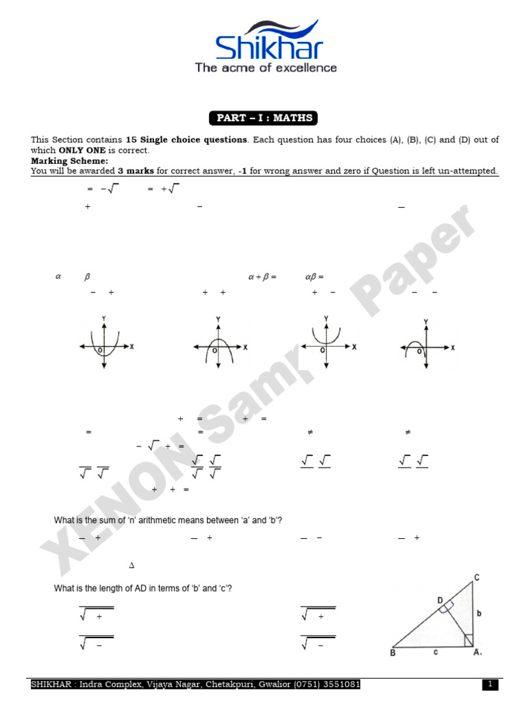 Xenon Admission Test Sample Paper 2022 | PDF | Polynomial | Mirror