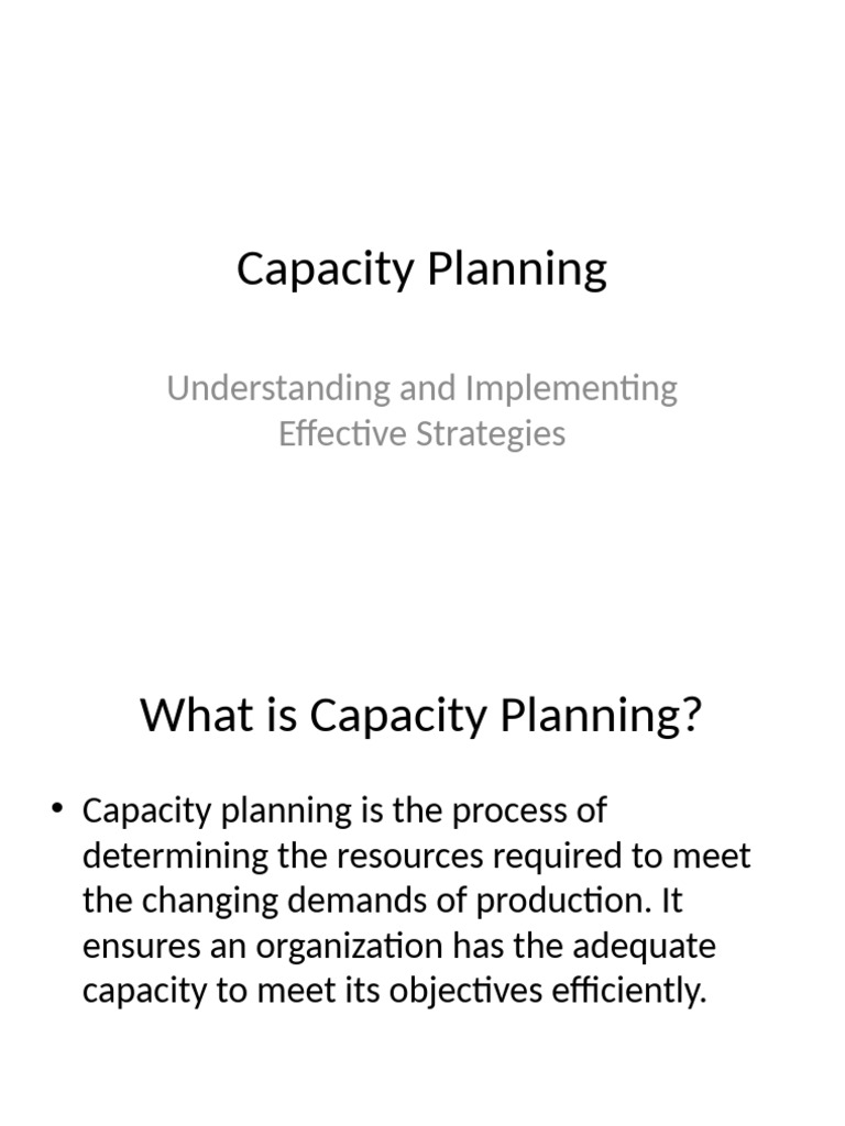 Capacity Planning Presentation | PDF