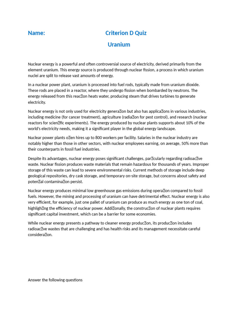 Uranium Hw | PDF | Nuclear Power | Fuels