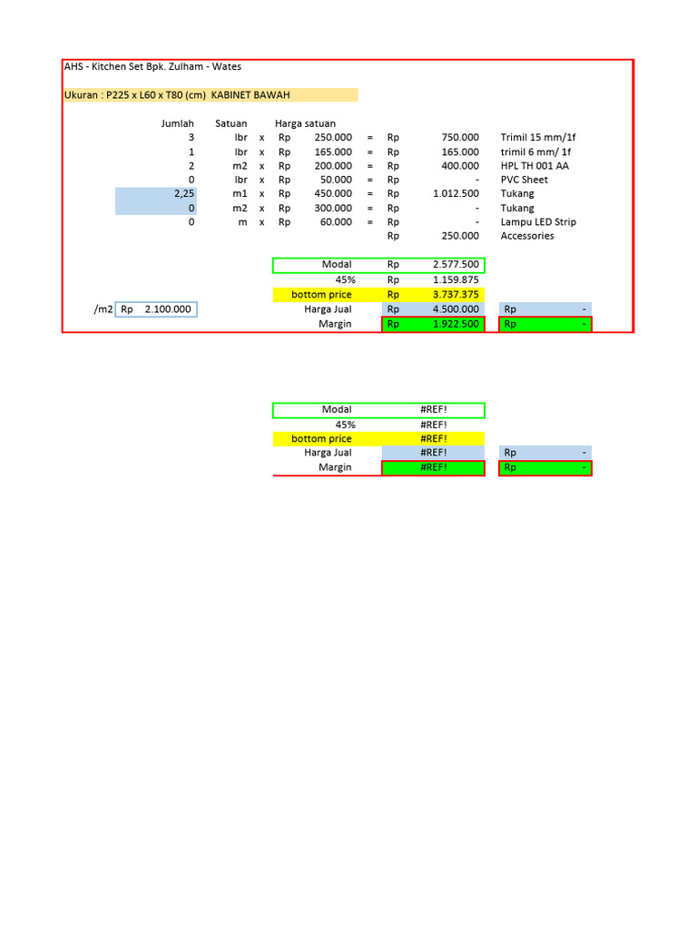 AHS - Kitchen Set - BPK Zulham - Wates | PDF