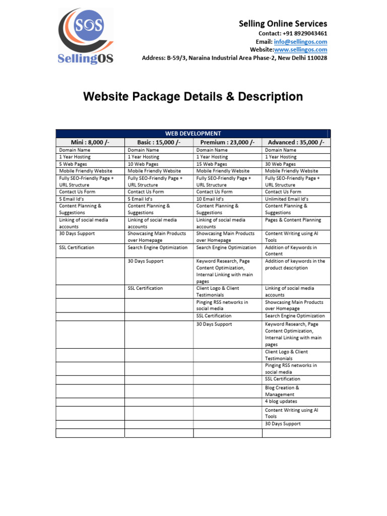 Website Packages | PDF | Word Press | Websites
