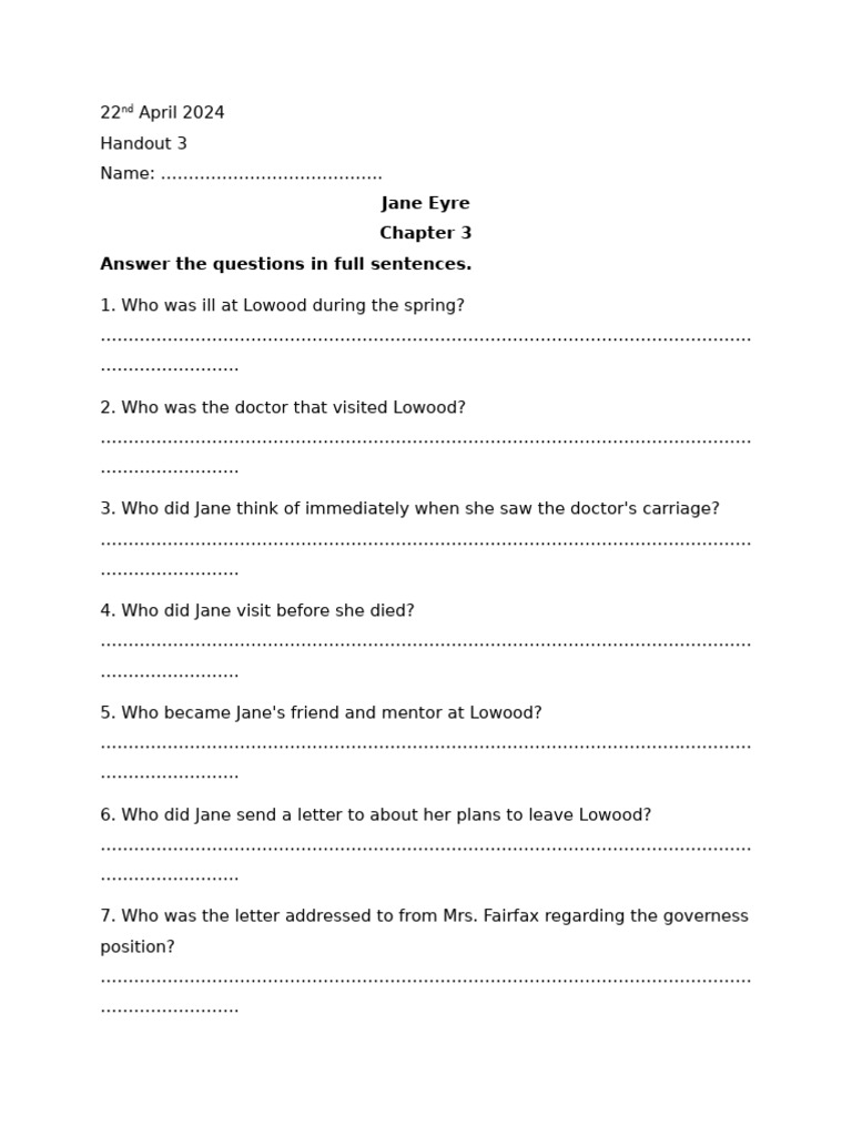 Jane Eyre Chapter 3 | PDF | Jane Eyre