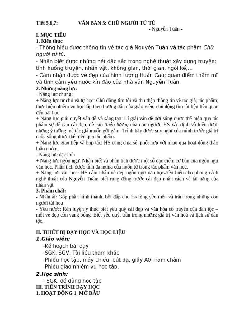 KHBD CH Ngư I T Tù | PDF