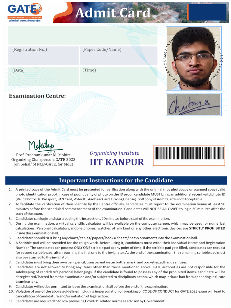 Gate Hall Ticket | PDF