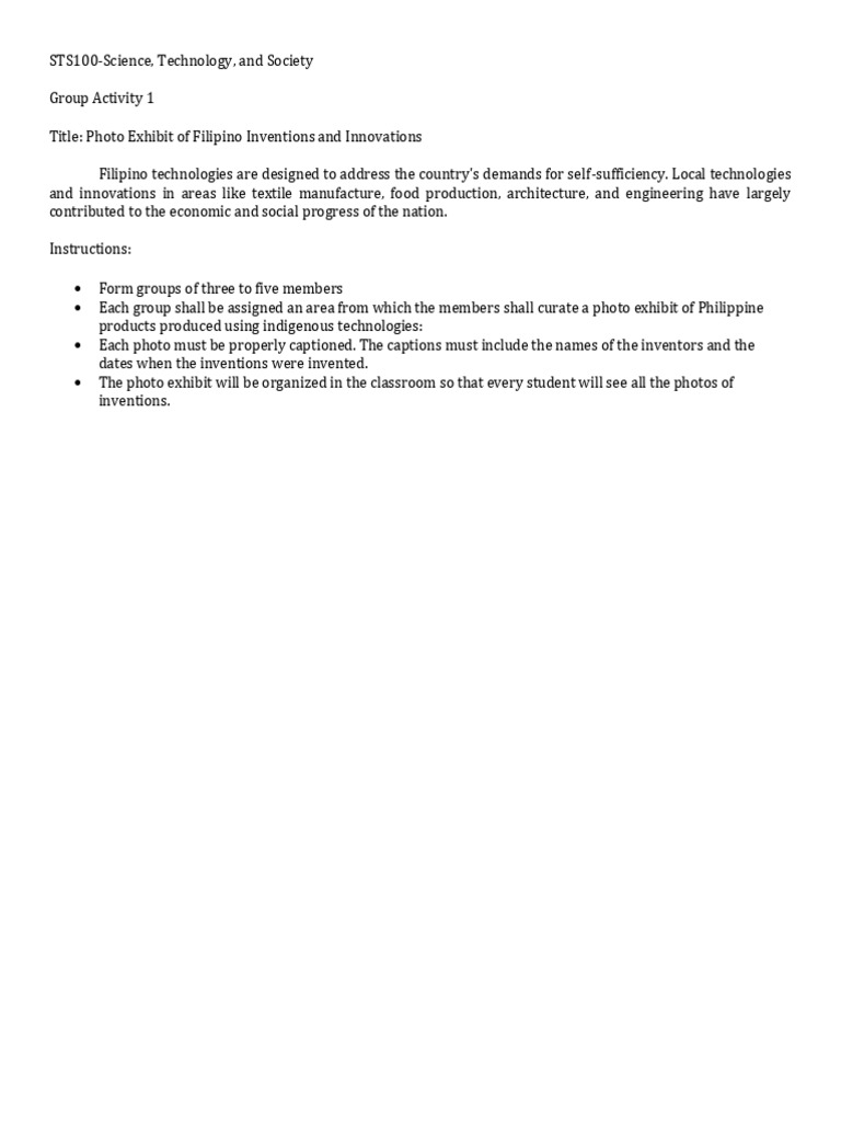 R41zlloht - STS100-Activity 1-Filipino Inventions and Innovations | PDF