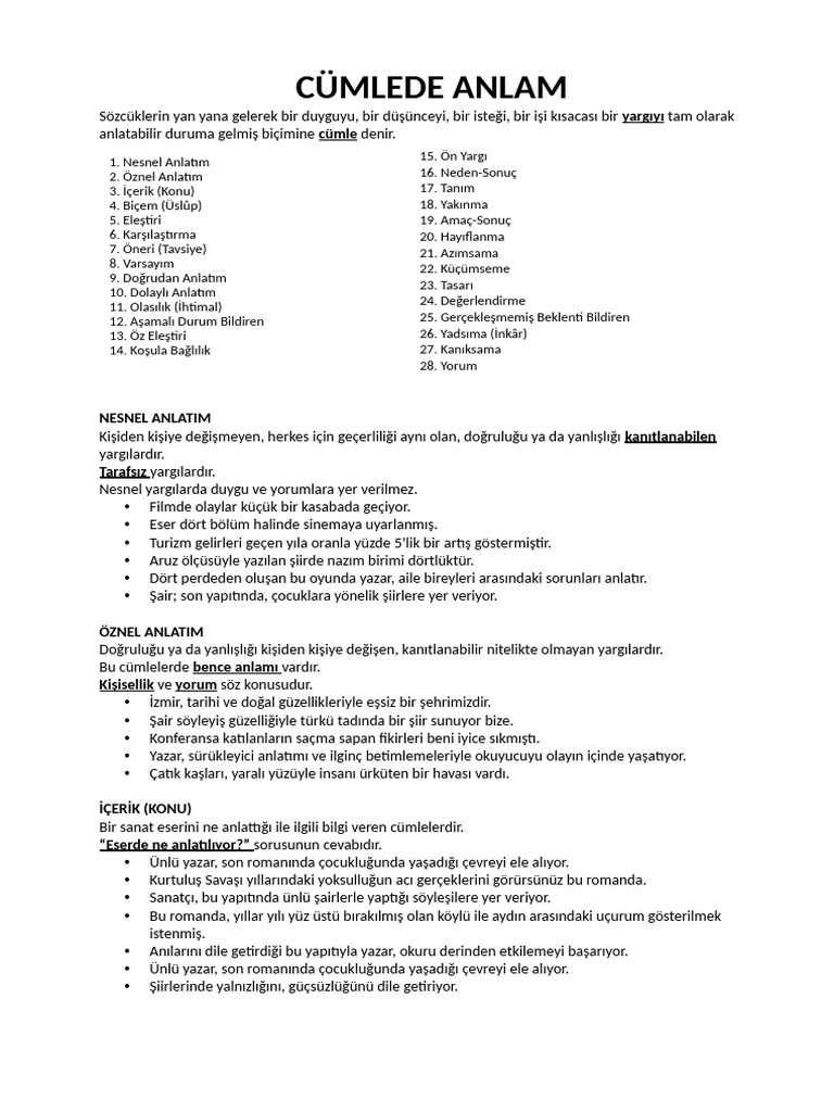 Cümlede Anlam | PDF