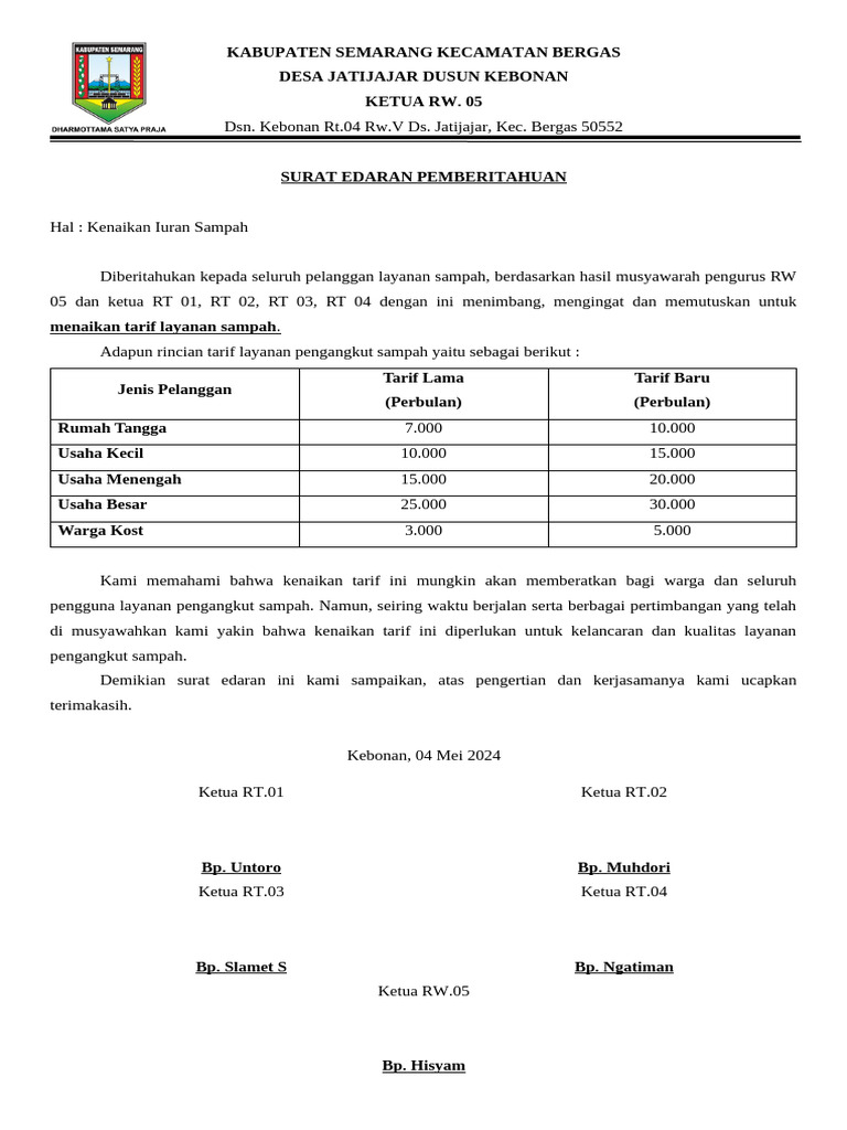 Surat Keterangan Pemerintah RW | PDF