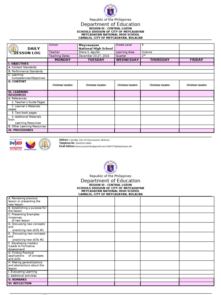 Science9 Dll Dec23-27 | PDF | Teachers | Learning