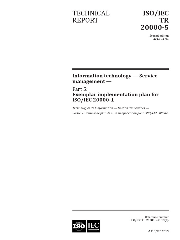 ISO/IEC TR 20000-5 Information Technology - Service Management Part 5 ...