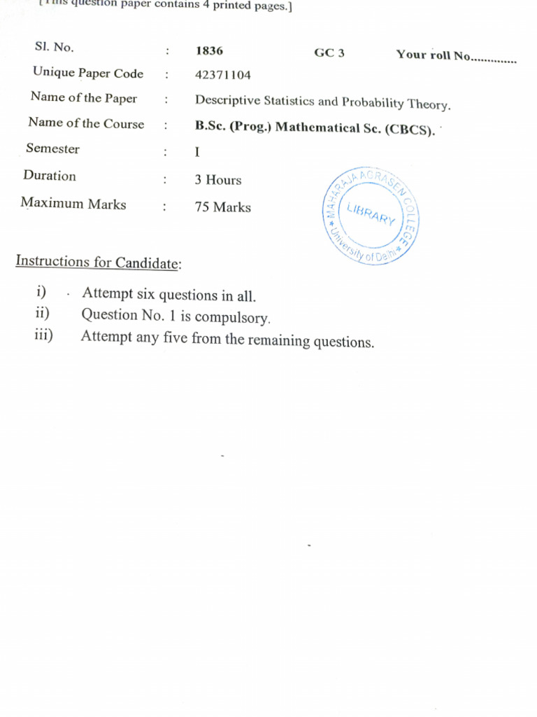 Descriptive Statistics and Probability Theory | PDF | Statistical Analysis | Teaching Mathematics