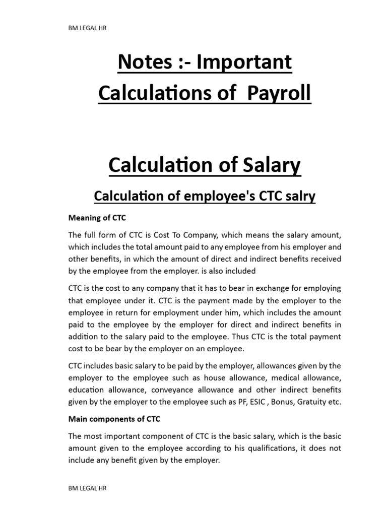 Notes 5 HR Calculation | PDF | Overtime | Salary