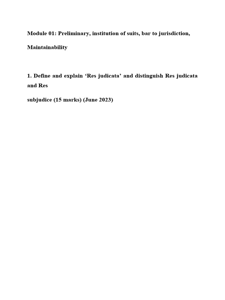 CPC Module 01 | PDF | Lawsuit | Res Judicata