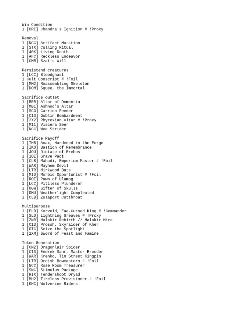 Korvold CEDH Decklist Overview | PDF