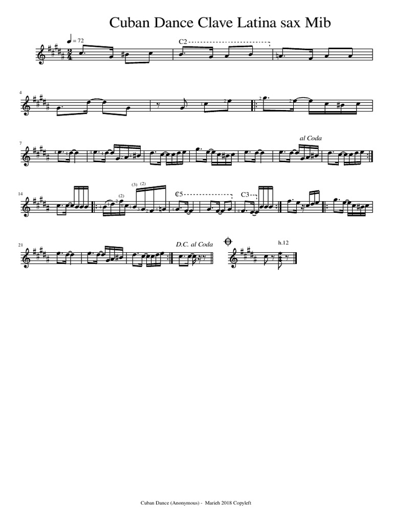 Cuban Dance Clave Latina Sheet Music | PDF | Cuban Music