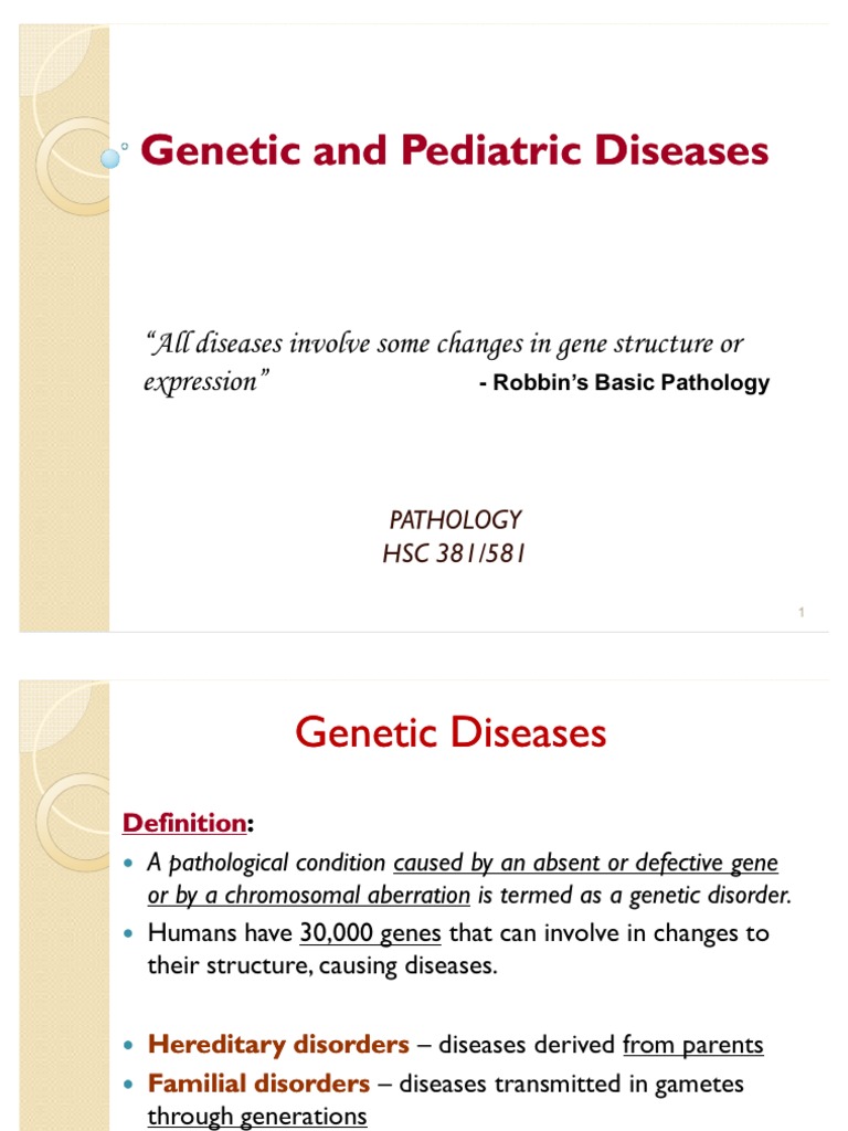 Patho 2.1 - Genetic and Pediatric Diseases | PDF | Genetic Disorder ...